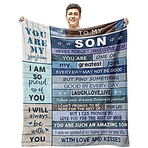 CUJUYO to My Son Gifts Blanket 60"x50" - Son Gifts from Mom/Dad Blankets - Gifts for Grown Son - Son Gifts from Mother/Father - Christmas Graduation Birthday Gift Ideas for Son