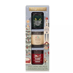 Yankee Candle Set of 3 Mini Candles - Balsam & Cedar, Christmas Cookie, Sparkling Cinnamon