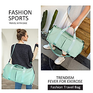 ZGWJ Sports Gym Bag with Wet Pocket & Shoes Compartment, Waterproof Shoulder Weekender for Women and Men Swim Travel Lightweight easy Carry on Green