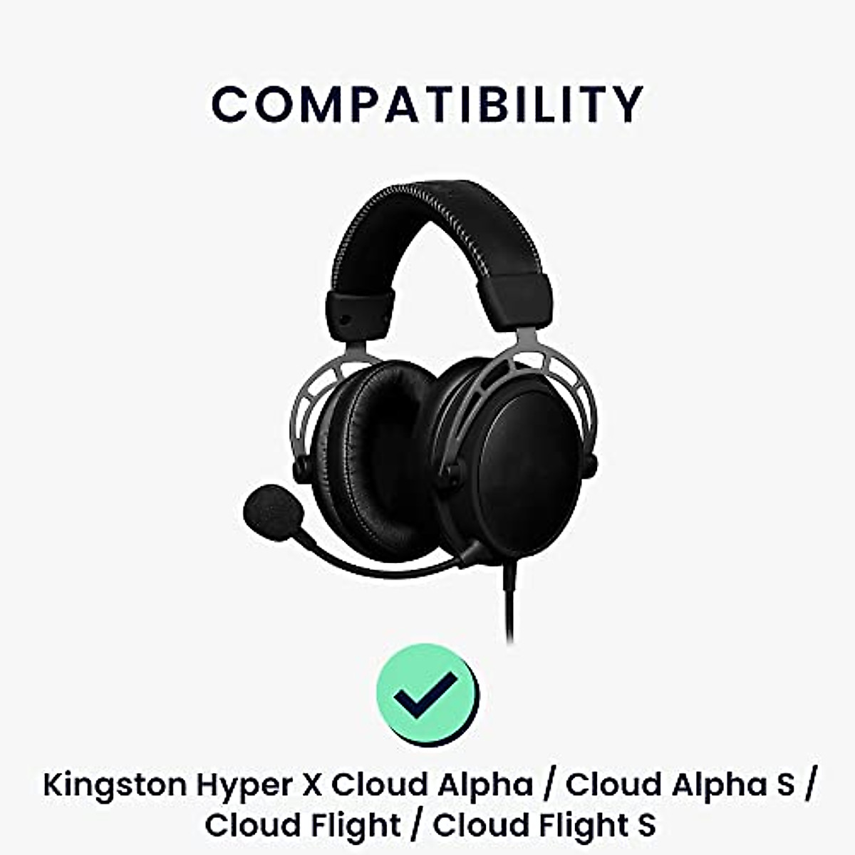 kwmobile Ear Pads Compatible with Kingston Hyper X Cloud Alpha/Cloud Alpha S/Cloud Flight/Cloud Flight S Earpads - 2X Replacement for Headphones - White