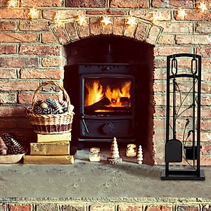Harmiden 5 Pieces Fireplace Tools Set Indoor Fire Place Accessories Hearth Wood Stove Outdoor Fire Pit Tool Set