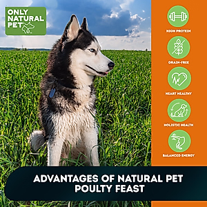 Only Natural Pet Raw Blends Grain-Free Dog Food, High Protein All-Natural Whole Ingredients & 100% Raw Meat Bites, Poultry Feast, Low Phosphorus, Dehydrated Mix for Large Breed & Picky Eaters, 4 lb