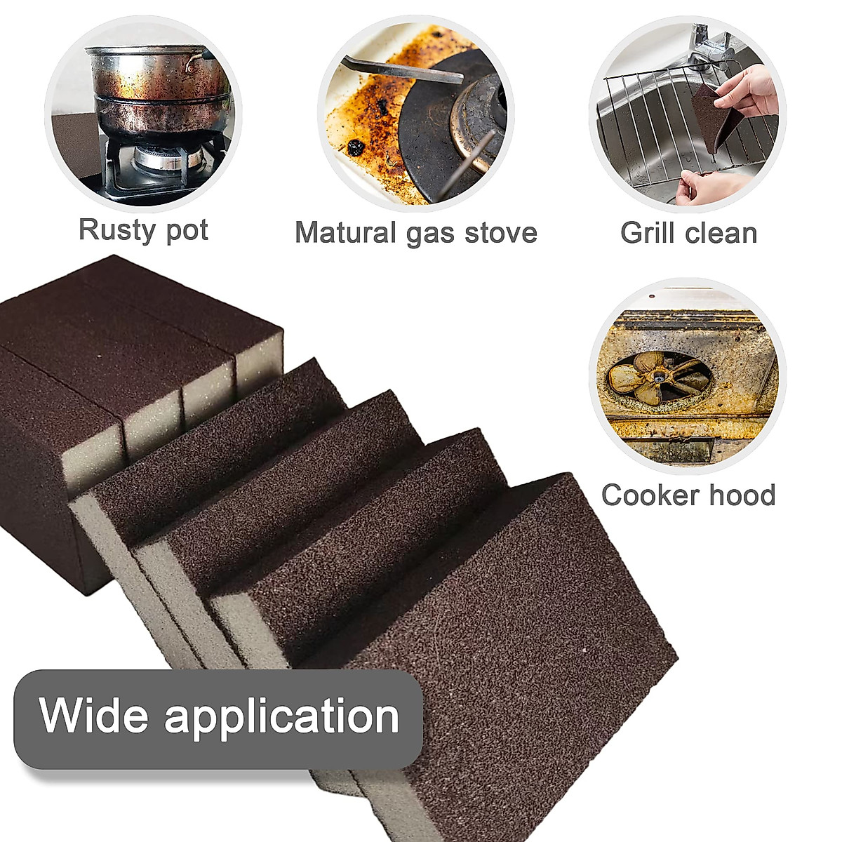 Krisler 8pc Carborundum Sponge Nano Emery Sponges Caspian Stone Pot Clean Brush Rust Eraser Grit Scouring Pads Pot Cleaning Pads with Carborundum Washing Kitchen Cleaner Tool(thickness-1inch)