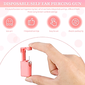 Honoson 6 Pieces Disposable Ear Piercing Gun Kit with Earrings - Self Ear Piercer for Men and Women, Portable Body Piercing Tools, Includes Studs (Pink, Bead Style)