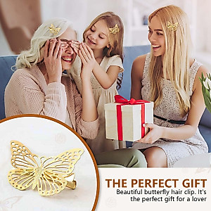 OBTANIM Butterfly Hair Clips, 12 Pcs Cute Metal Butterfly Hair Claw Pins Barrettes Accessories for Girls and Women (Gold)