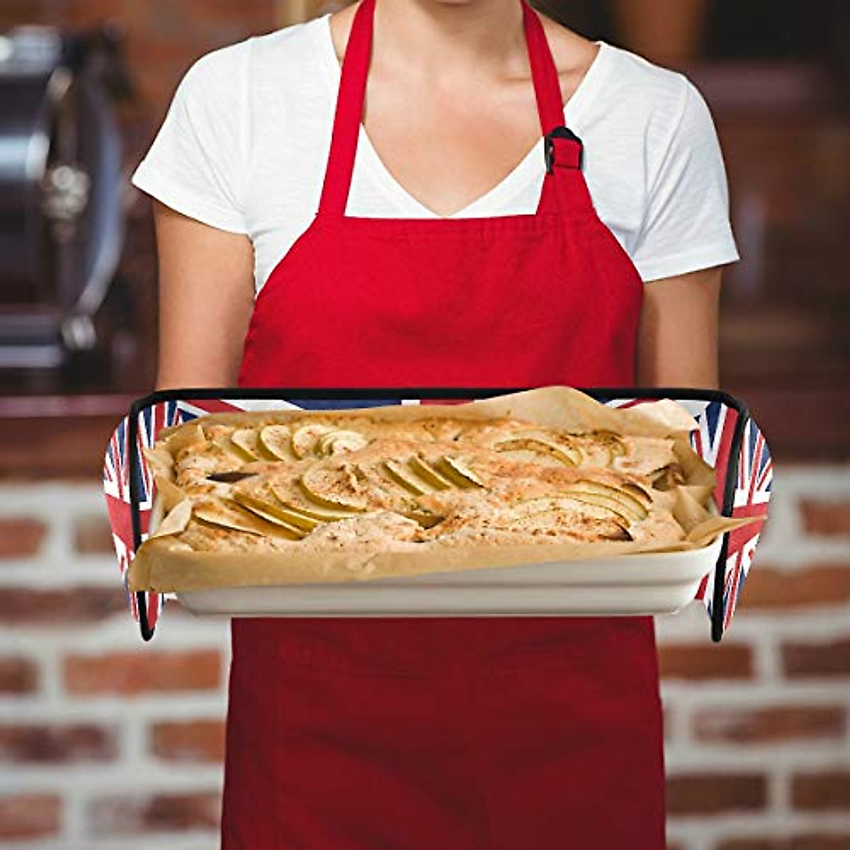 AUUXVA Double Oven Mitts British Union Jack Flag Stripe Heat Resistant Gloves Cooking Quilted Potholder for Kitchen BBQ Baking Grilling Microwave