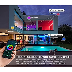 CLOUDY BAY [6 Pack] 6inch Smart WiFi LED Recessed Lights,RGBCW Color Changing Recessed Lighting,Compatible with Alexa and Google Home Assistant,No Hub Required,15W 2700K-6500K,CRI90+ Wet Location