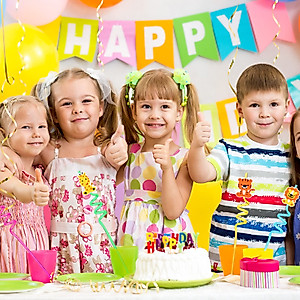 24 Pieces Jungle Animal Plastic Straws Reusable Drinking Straws Jungle Safari Straws Woodland Party Favor Kids Cute Straws with 2 Cleaning Brushes for Baby Shower Birthday Party Supplies, 8 Styles