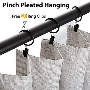 INOVADAY 100% Blackout Curtains for Bedroom 84 Inches Long, Clip Rings/Rod Pocket Linen Black Out Cute Curtains 2 Panels Set Thermal Insulated Curtains & Drapes for Living Room - Beige W50 x L84