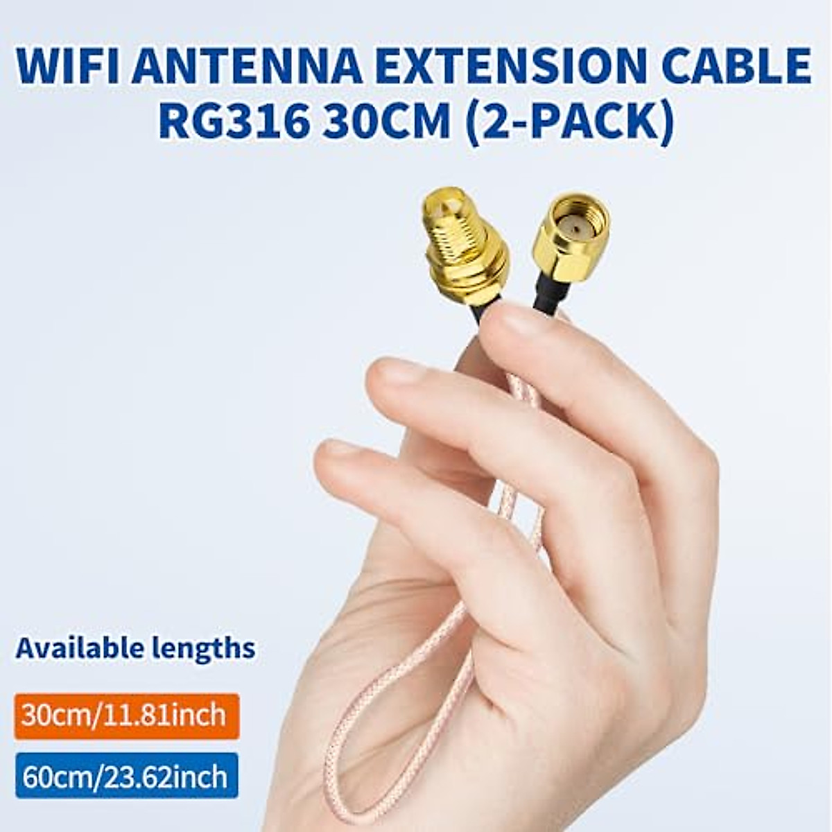 Bingfu WiFi Antenna Extension Cable (2-Pack) RP-SMA Male to RP-SMA Female Bulkhead Mount RG316 Cale 30cm 12 inch for WiFi Router Security IP Camera Wireless Mini PCI Express PCIE Network Card Adapter
