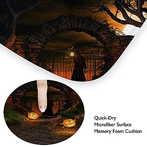 Halloween Scene Shower Curtain Sets with Rugs and Toilet Lid Cover and Bath Mat for Bathroom, Dark Hooded Man Shower Curtain Sets with 12 Hooks, Waterproof Durable Bathroom Decor Set