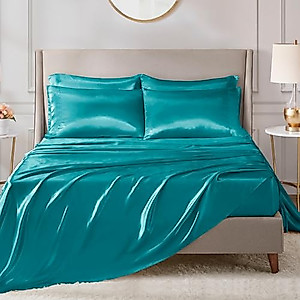 Madison Park Essentials Satin Luxury Wrinkle-Free High-Luster and Silk Standard Teal 2