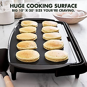 GreenPan Healthy Ceramic Nonstick, Extra Large 20" Electric Griddle for Pancakes Eggs Burgers and More, Stay Cool Handles, Removable Drip Tray, Adjustable Temperature Control, PFAS-Free, Black