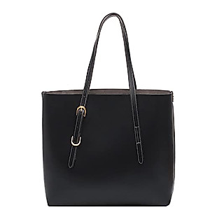 WPYYI Leather Bucket Composite Bags for Women Large Capacity Shoulder Bags Casual Tote (Color : Black, Size : 36x30cm)