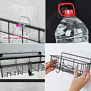 KFZDCG 12 Pack Shower Caddy Adhesive Hooks Replacement, Sticker Shelf Basket Strips Suction Hooks Waterproof Transparent Hooks, No Drilling Wall Adhesives Hook for Shower Caddy(3 Styles)