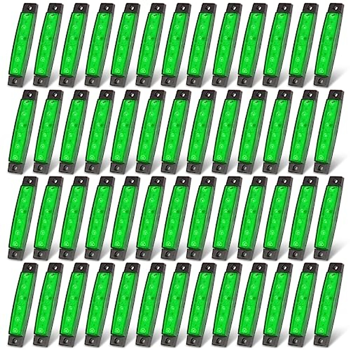 MADCATZ 3.8 Inch 50 Pcs Green LED Thin Side Marker Lights Fender Clearance 2835 SMD Utility Marine Lamp for Trailer Truck Boat Pickup Vessel Yacht 12V DC 6 LED TK12