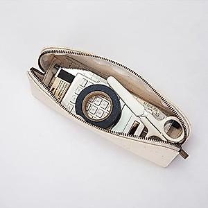 【YONBEN】Canvas pencil case cartucheras para mujer makeup brush bag simple multifunctional pencil bag (Beige, S)