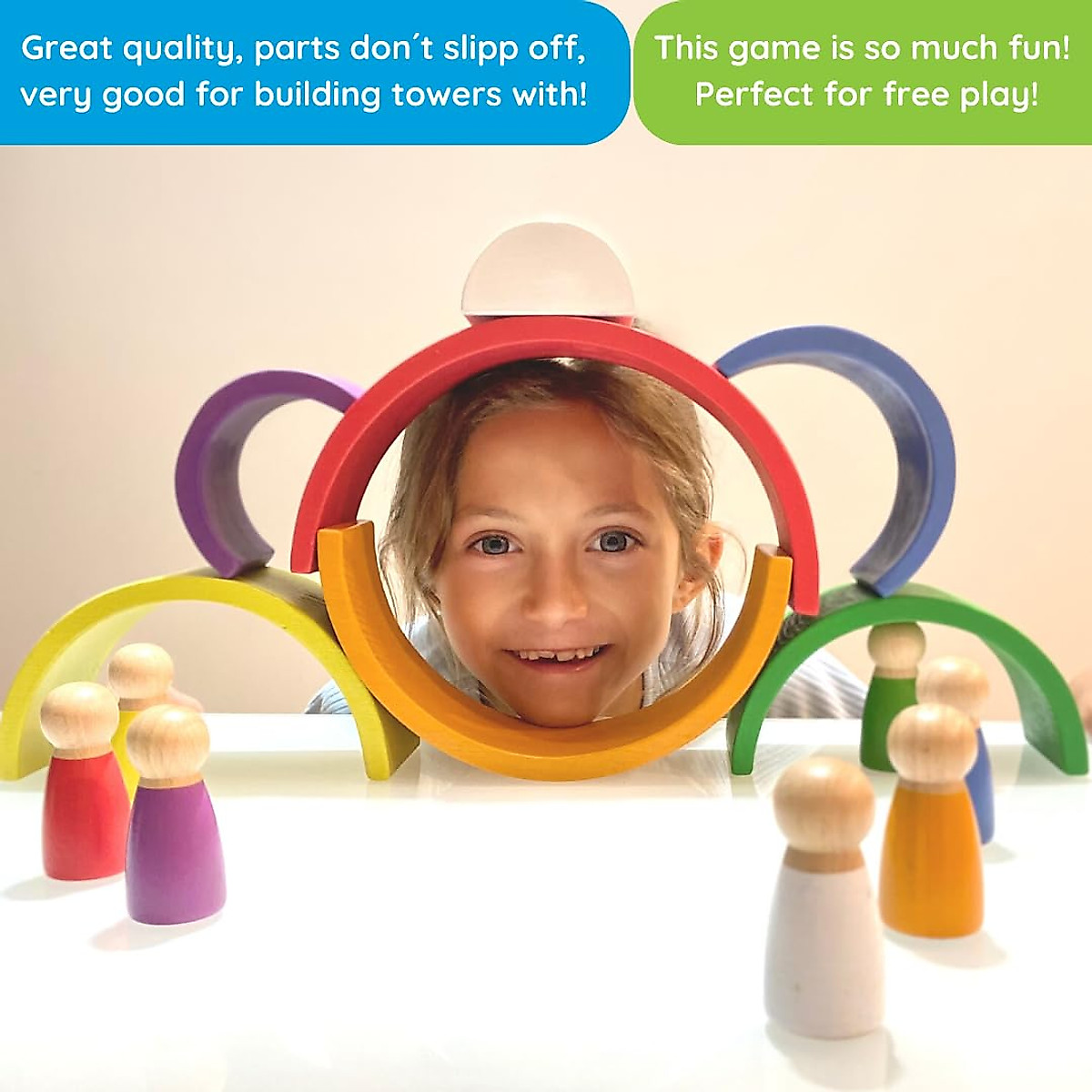 Montessori Nesting Rainbow Toy: Open-Ended Wooden Stacking Set with Arches, Peg Dolls & Story Book for Emotional Intelligence & Creative Play | Ages 3+ | 16 pcs | Premium Quality Tiger Wood