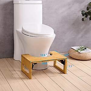 AmazerBath 7 Inches Bamboo Toilet Stool for Bathroom, Collapsible Poop Stool, Natural Color