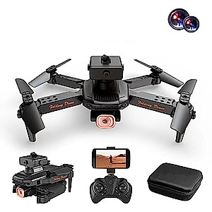 Drone With Dual 1080P HD FPV Camera Remote Control With Altitude Hold, Headless Mode, Start Speed Adjustment, Mini Drone Toys Gifts For Boys Girls (C Black(Dual Camera))