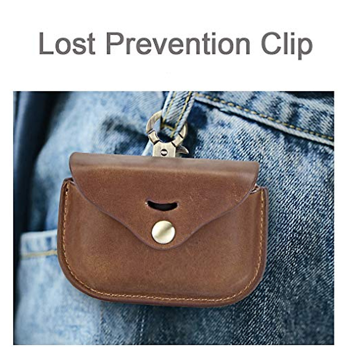 for wf-1000xm3 Case, Personalized wf-1000xm3 Leather case with Carabiner, Genuine Leather Protective Case Cover Shockproof for Sony WF-1000xm3 Case Wireless Charging Case (Blank, Brown)