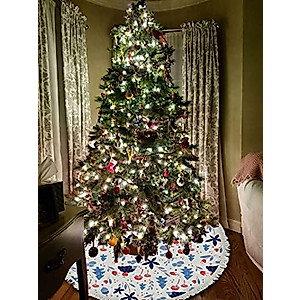 Small Christmas Tree Skirt Flower Hedgehog Christmas Elements,30 Inch Tree Skirt for Christmas Holiday Party Decoration,Rustic Tree Skirts Mat Home Indoor Outdoor Ornaments