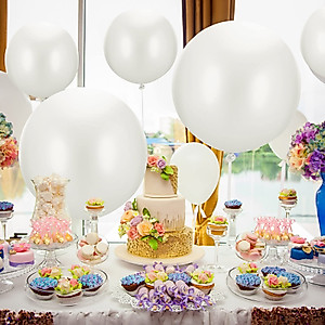 Charnoel 18 Pack 24 Inch Balloons Large Latex Balloons 36 Inch 18 Inch Giant Round Balloons Big Macaron Balloons for Wedding Birthday Party Baby Shower Decorations (White)