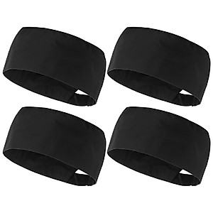 Lusofie 4 Pcs Unisex Chef Hats Adjustable Kitchen Cooking Caps with Elastic One Size Fit Most Black Breathable Mesh Top