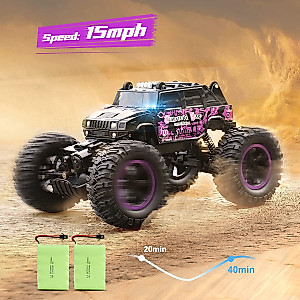 Songtai Remote Control Car, Purple Rc Truck 4x4 Off-Road Waterproof Function 360° Rotation, Suitable for Boys, Girls, Adult and Children's Toy