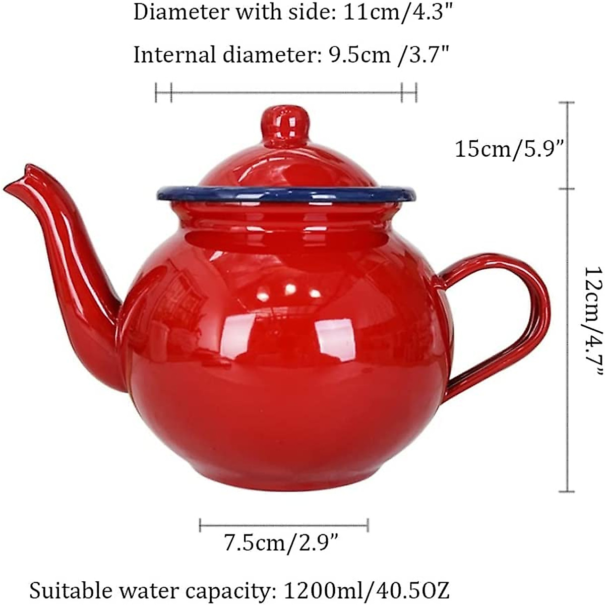 SAAKO Practical Teakettle Tea Kettles Ceramic Kettle Red Coffee Kettle Heat Resistant Handle Tea Pots for Gas and Induction Cooktops Teapot 1.2l Portable