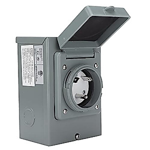 aqxreight - 30 Amp Generator Power Inlet Box, TT-30P Power Inlet Box, 125 Volt, Max Power 3750 Watts, Weatherproof, Outdoor Use