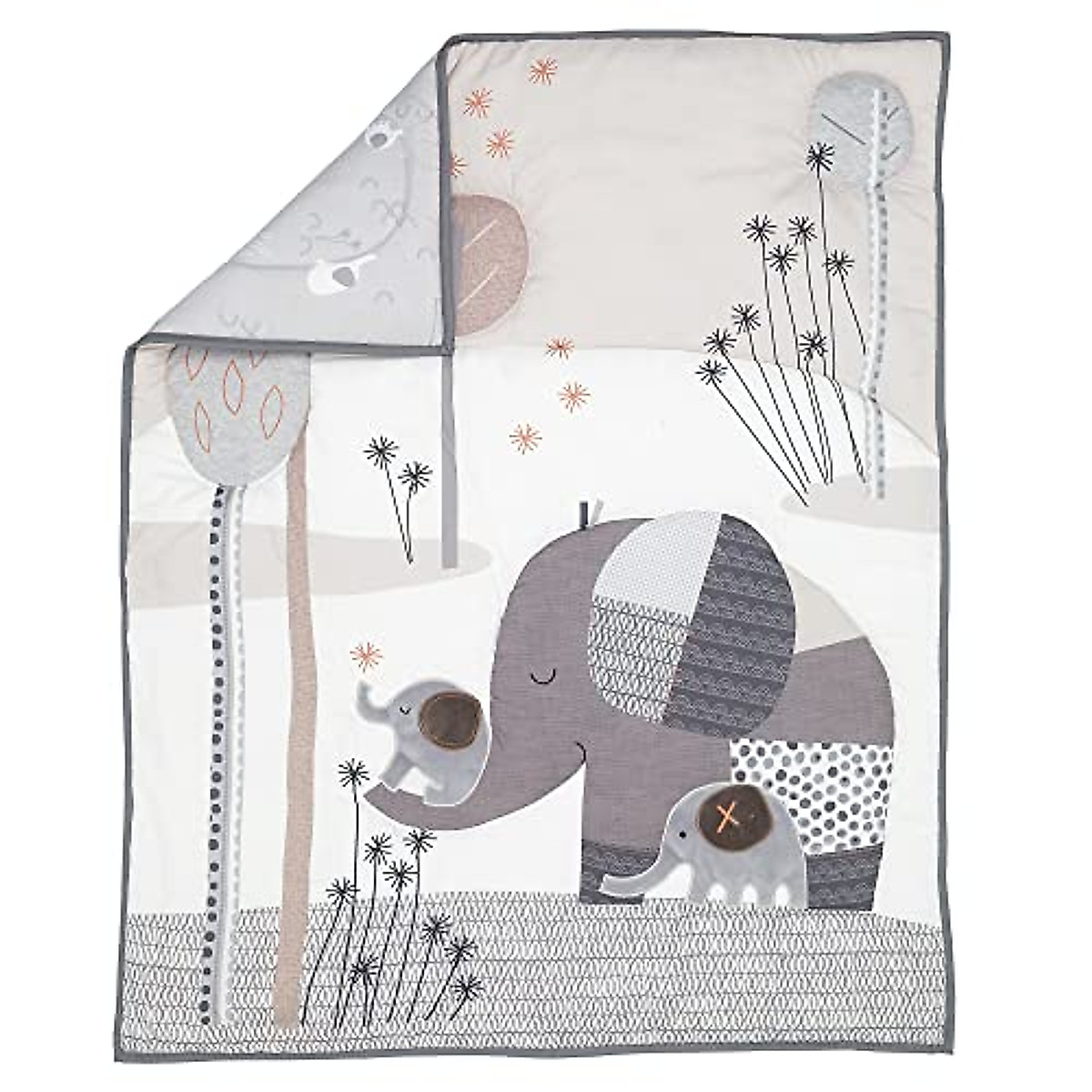 Bedtime Originals Elephant Love Gray 3-Piece Nursery Baby Crib Bedding Set