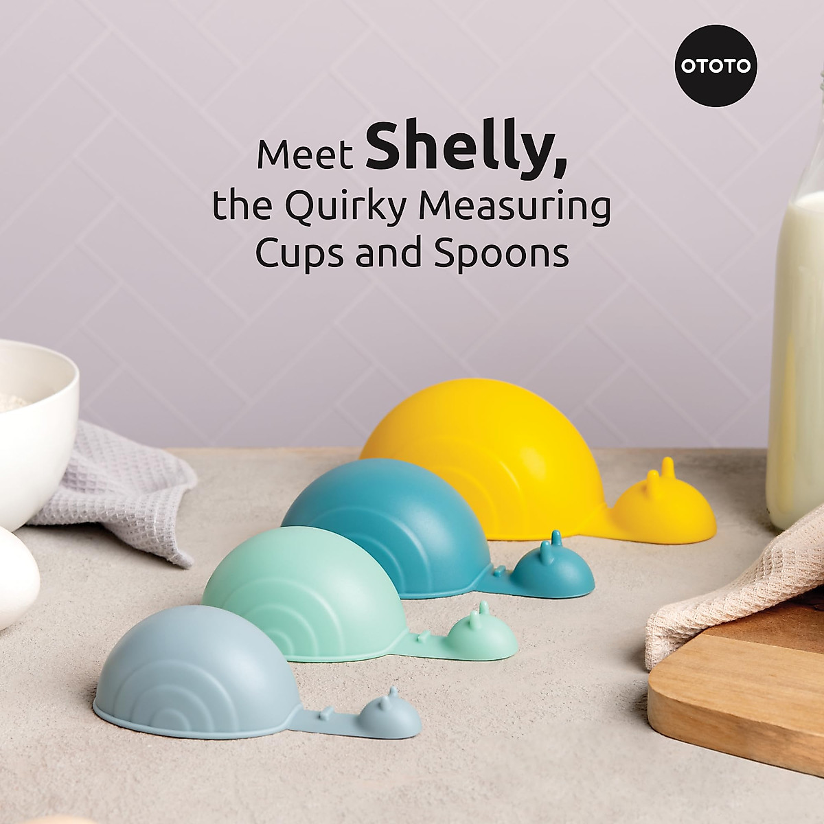 NEW!! OTOTO Measuring Spoons Set - Teaspoons for Dry & Liquid Ingredients, BPA-free & Dishwasher Safe, Funny Gifts, Cute Kitchen Accessories, Baking Accessories, Unique Kitchen Gadgets (Shelly)