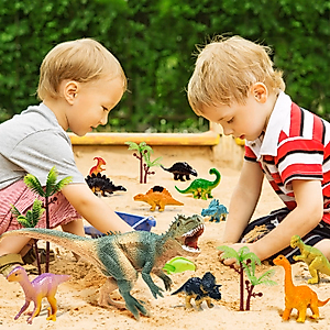 GLAHORSE 26 PCS Dinosaur Cake Toppers With Dinosaur Eggs Leaves Trees Cake Decorations For Birthday Party,Dinosaur Themed Party, Wild Animals Party,Kids Party Cake Decorations (Dinosaur-E)