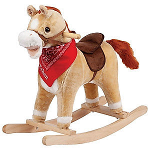 Personalized Animated Rocking Horse with Sounds, Customized Ride-On Pony with Wooden Base