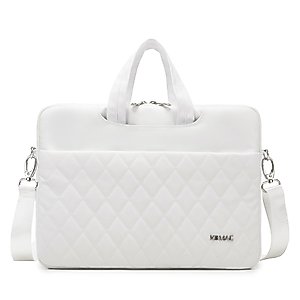 Kinmac White Embroider 360° Protective Laptop Shoulder Messenger Sleeve Briefcase case Bag For MacBook Pro/Air 13 inch,iPad Pro 12,MacBook 14 inch and 13 inch-14 inch Screen Laptop