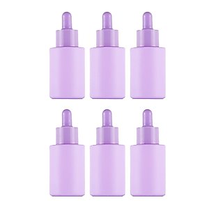 MoreChioce 30ML Glass Dropper Bottle, 6PCS Glass Bottle Container with Eye Droppers Frosted Glass Dropper Bottles Travel Bottle for Lotions,Natural Oils,Face Cleanser,Purple
