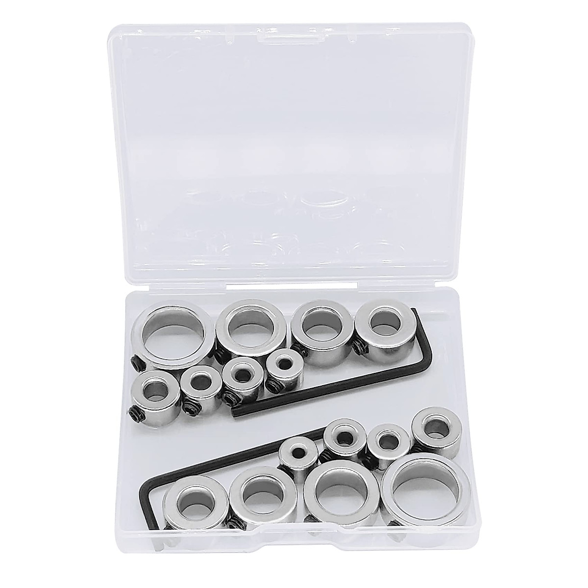 Muye 2 Set 8pcs Metric Woodworking Drill Stop Collar Set 3mm-16mm Nickel Plated Drilling Bit Depth Stopper with 2 Hex Wrenchs Drill Bit Limited Ring Silver Carbon Steel