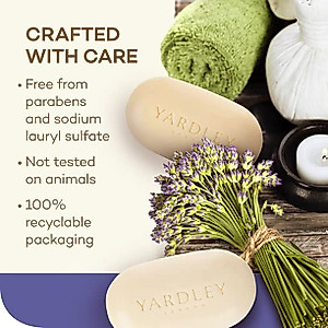 Yardley London English Lavender with Essential Oils Soap Bar, 4.25 oz Bar (Pack of 10)