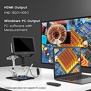 Andonstar AD409 Pro HDMI Digital Microscope with Endoscope, 10.1 inch LCD Screen Soldering Microscope, 300X USB Electronic Microscope Camera for PCB Soldering, Supports Windows PC
