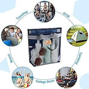 5 Pieces Mesh Shower Caddy Tote Gym Shower Caddy Travel Shower Bag Quick Dry Shower Bag with Zipper Portable Lightweight Hanging Mesh Toiletry Bag for Shower College Dorms Swimming Beach Games Sports