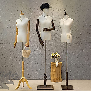 Female Dress Form Female Mannequin Torso Body Female Tailors Dummy, Dressmakers Fashion Mannequin Students Tailors Dummy Sewing Torso with Wood Stand, Height Range 47.2″-71.6″ Female Dress Form ( Colo