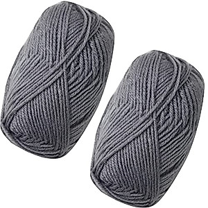 2 Pcs 100g Acrylic Yarn for Crocheting,Soft and Fluffy Crochet Yarn for Knitting and Crafts，4 ply Warm Yarn for DIY Slippers Cushions Dolls Bags Blankets Ornaments and Trinkets(Grey)