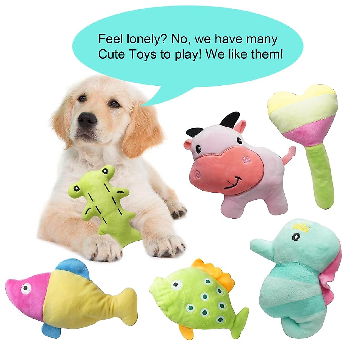 SZKOKUHO Cute Animal Designs Soft Dog Squeaky Toys (Pack of 20) for Small Medium Dogs