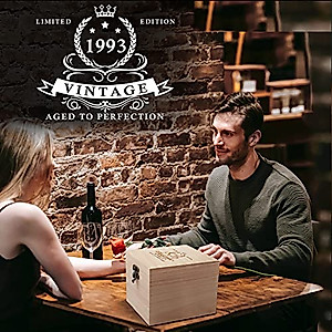 LIGHTEN LIFE 30 Birthday Gifts for Men,1993 Whiskey Glass in Valued Wooden Box,Whiskey Bourbon Glass for 30 Years Old Dad,Husband,Friend,12 oz Old Fashioned Glass,30 Birthday Decorations for Him