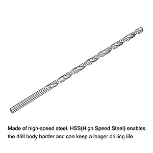 uxcell HSS(High Speed Steel) Extra Long Twist Drill Bits, 7mm Drill Diameter 200mm Length for Hardened Metal Woodwork Plastic Aluminum Alloy 2 Pcs