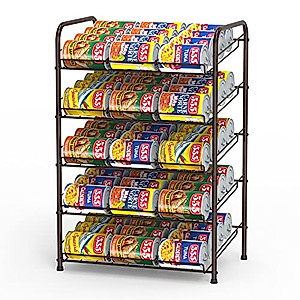 Can Rack Organizer 5 Tier Can Storage Dispensers Rack Holder for Pantry, Kitchen Cabinets, Storage for to 60 Cans(Brown)