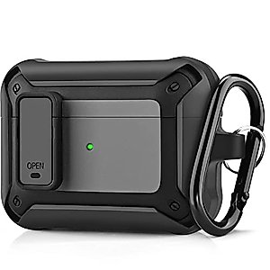 Filoto AirPods Pro 2nd Generation Case, Secure Lock Shockproof Protective Apple Airpod Pro 2 Cover Cool TPU Case for Air Pod Pro Gen 2 with Carabiner Keychain Accessories (Black)