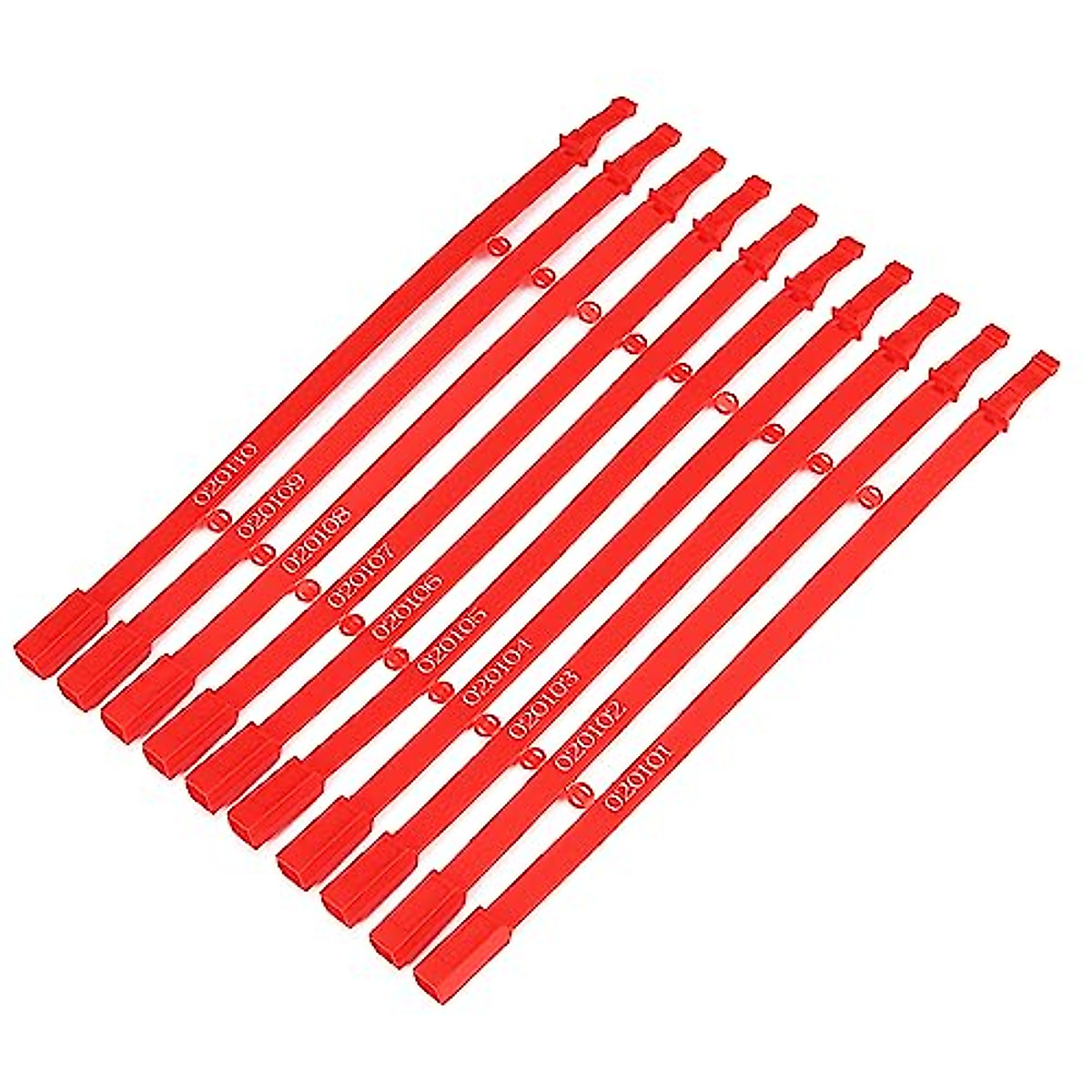 LeadSeals 500 PCS Plastic Seals Fixed Length Security Strap Ties Tamper Evident Shipping Seals Container Seals Numbered Truck Trailer Seals Tags (Red)