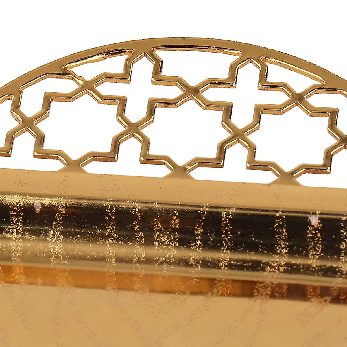 BEIJIALY Serving Tray Gold Retro Light Luxury Oblong Water Cup Tea Cup Fruit Tray with Star Handle for Home Living Room